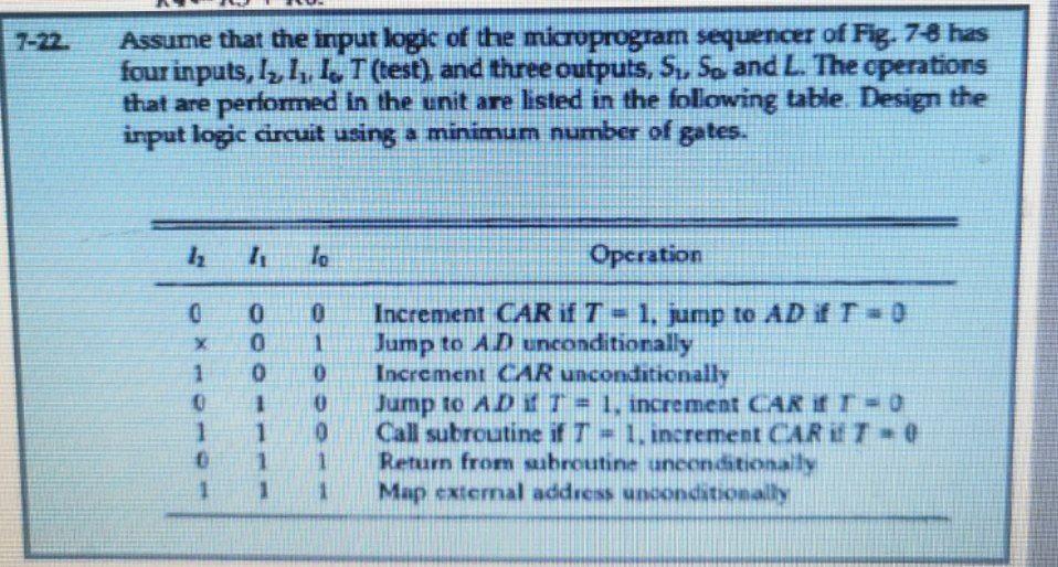 Solved 7-22 Assume that the input logic of the microprogram | Chegg.com