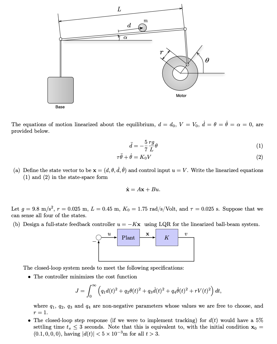 Solved The equations of motion linearized about the | Chegg.com