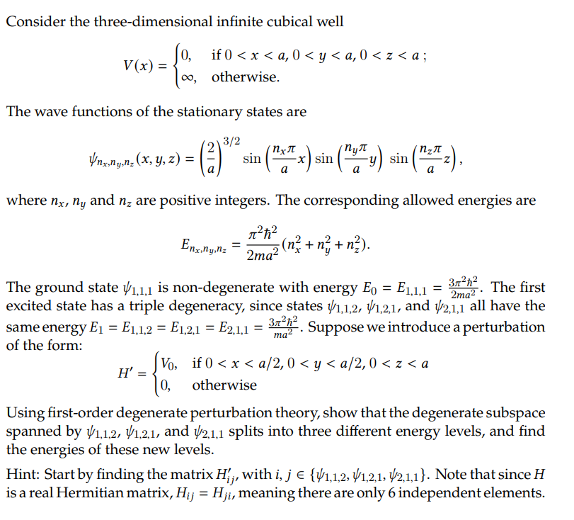 Solved Consider the three-dimensional infinite cubical well | Chegg.com