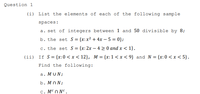 Solved code class="asciimath">Question 1 (i) ﻿List the | Chegg.com