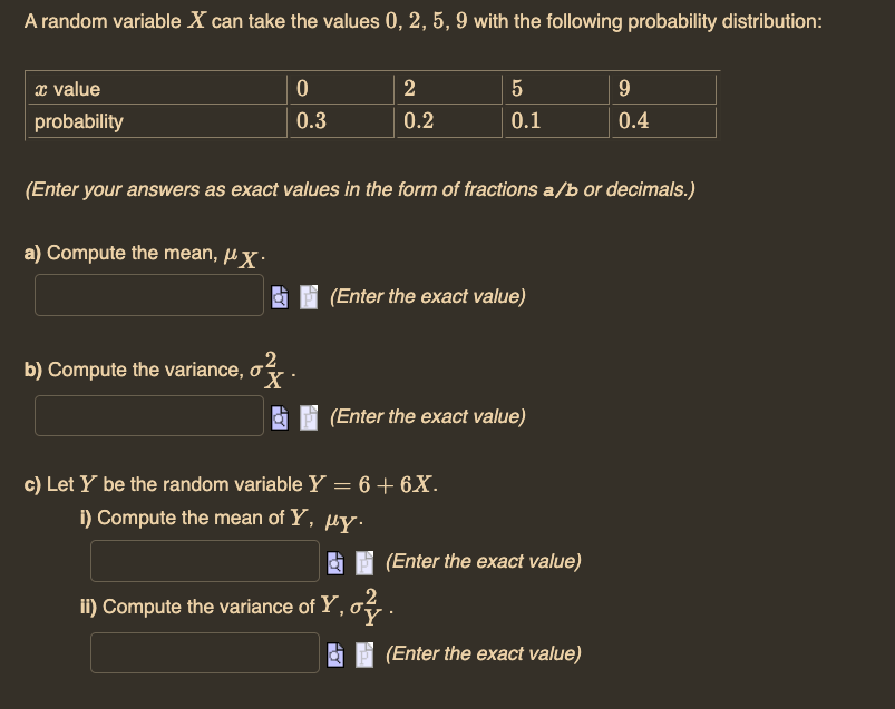 Solved A random variable X can take the values 0, 2, 5, 9 | Chegg.com