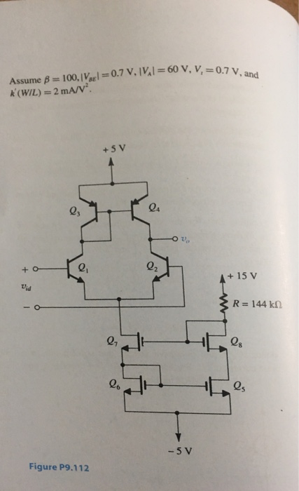 Solved 9.112 For the current-mirror-loaded differential | Chegg.com
