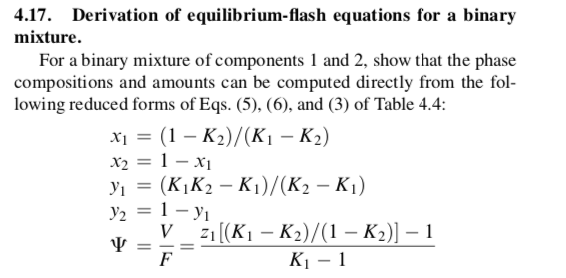 Solved 4.17. Derivation of equilibrium-flash equations for a | Chegg.com