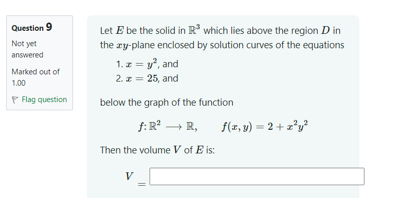 Solved Let E be the solid in R3 which lies above the region | Chegg.com