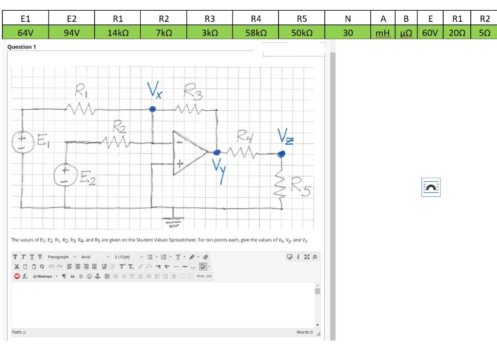 Solved E1 E2 R1 R2 R3 R4 R5 N A B E R1 R2 64V 94V 14ko 7kΩ | Chegg.com