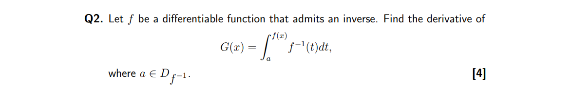 Solved 2. Let f be a differentiable function that admits an | Chegg.com
