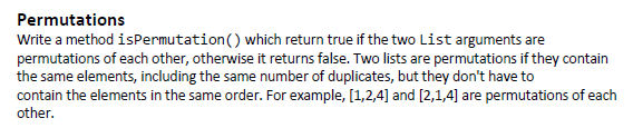 Solved Permutations Write a method ispermutation which | Chegg.com