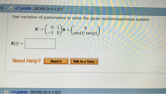 Solved Use variation of parameters to solve the given | Chegg.com
