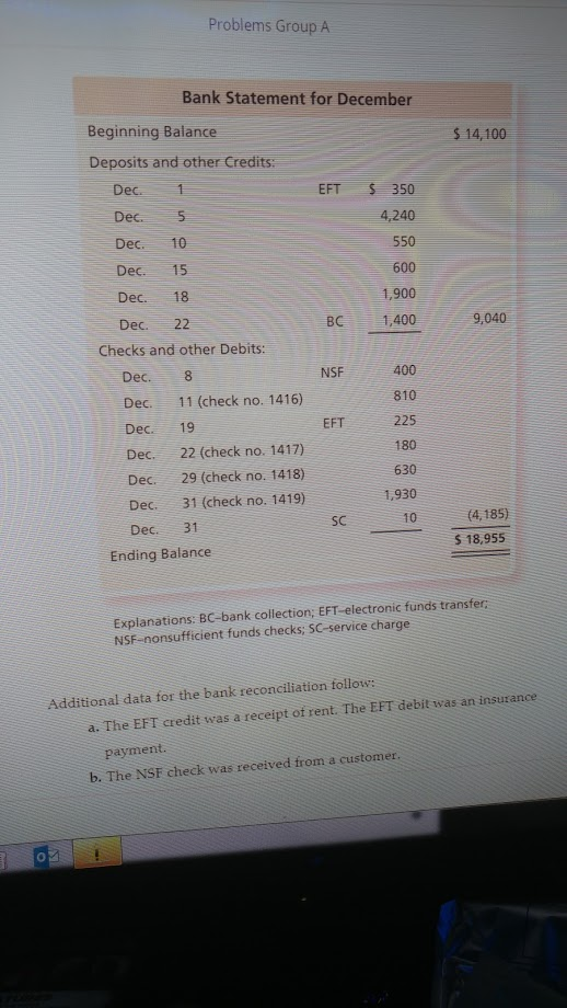 Solved Bank Reconciliation Excel Problem Please complete | Chegg.com