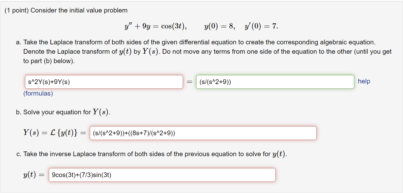 Solved (1 point) Consider the initial value problem | Chegg.com