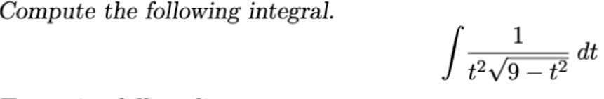 Solved Compute the following integral using trig | Chegg.com