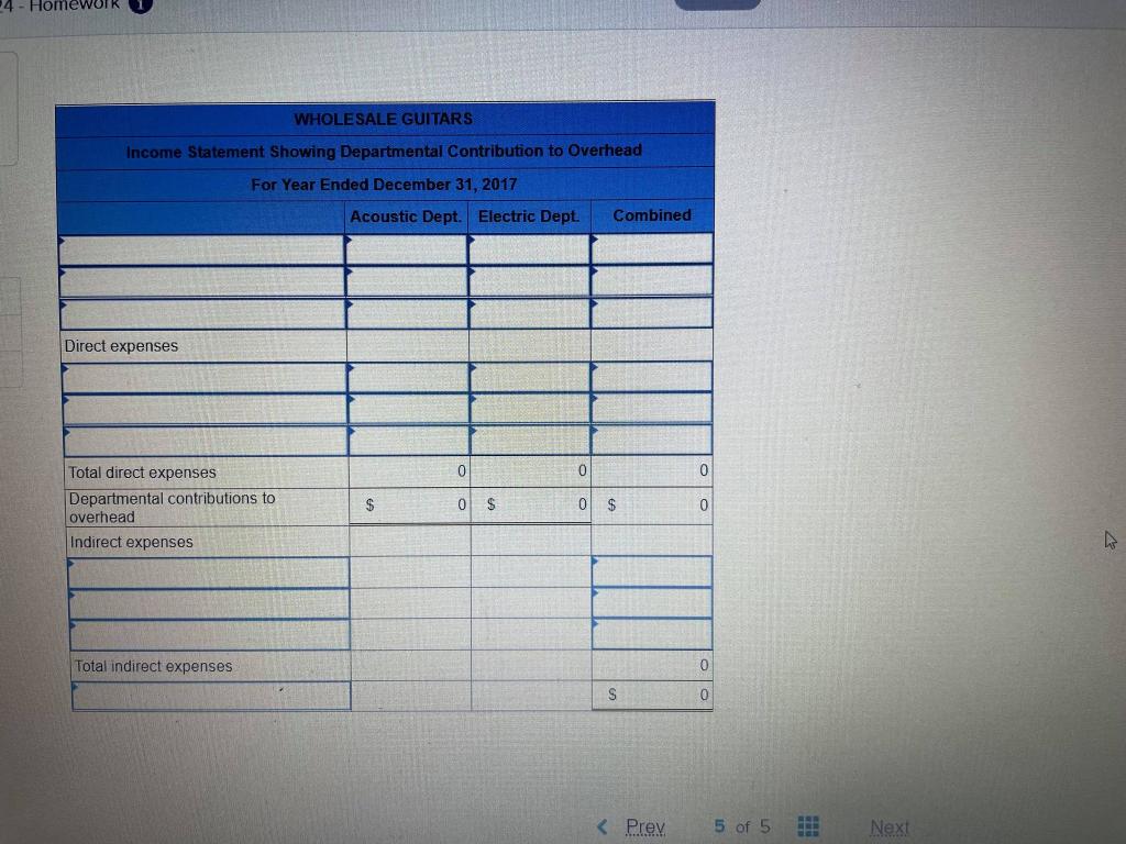 Solved Exercise 24-7 Departmental contribution report LO P3 | Chegg.com