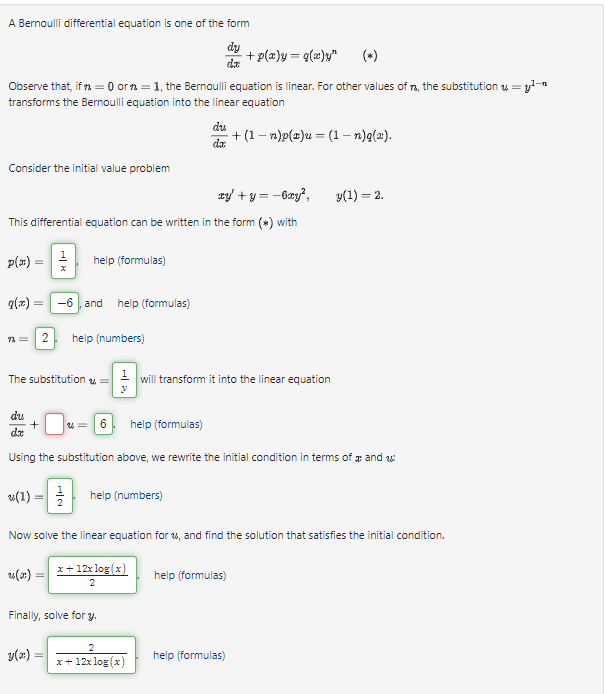 Solved A Bernoulli differential equation is one of the form | Chegg.com