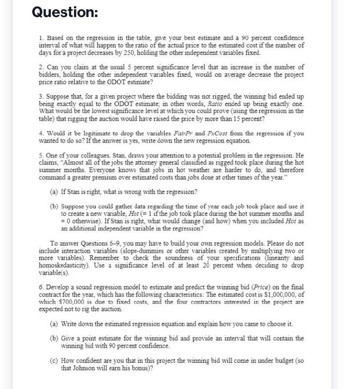 Question: 1. Based on the regression in the table, | Chegg.com