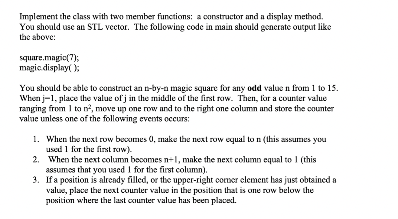 Solved A magic square is an n-by-n vector where the integers | Chegg.com