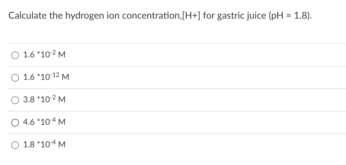 Solved Calculate the hydrogen ion concentration, [H+] for | Chegg.com