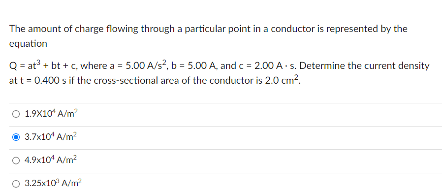 Solved The amount of charge flowing through a particular | Chegg.com