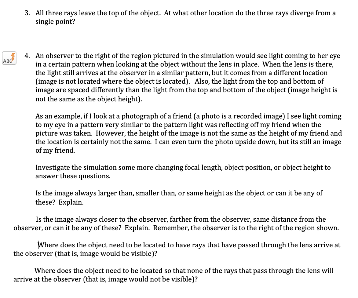 Solved 3. All three rays leave the top of the object. At | Chegg.com