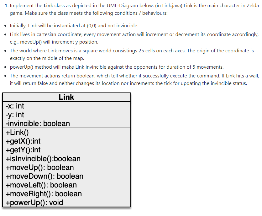 Solved 1. Implement the Link class as depicted in the | Chegg.com