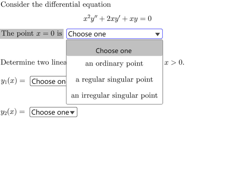 Solved Consider the differential equation x2y′′+2xy′+xy=0 | Chegg.com
