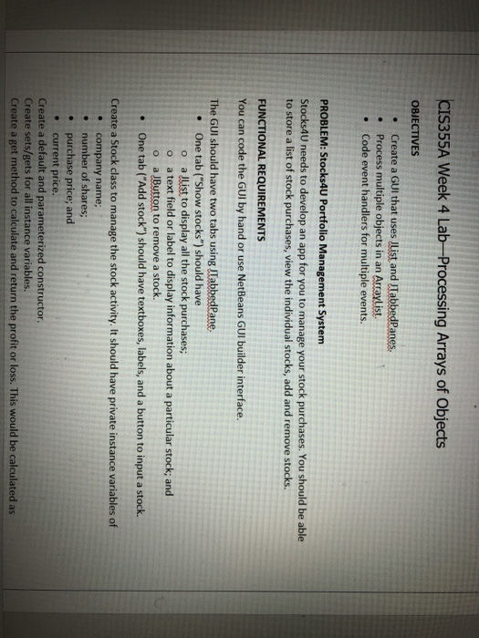 Solved CIS355A Week 4 Lab-Processing Arrays of Objects | Chegg.com