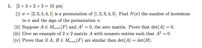 Solved 1. [2+3+2+3= 10 pts] (i) o = (2,3,5, 4, 1) is a | Chegg.com