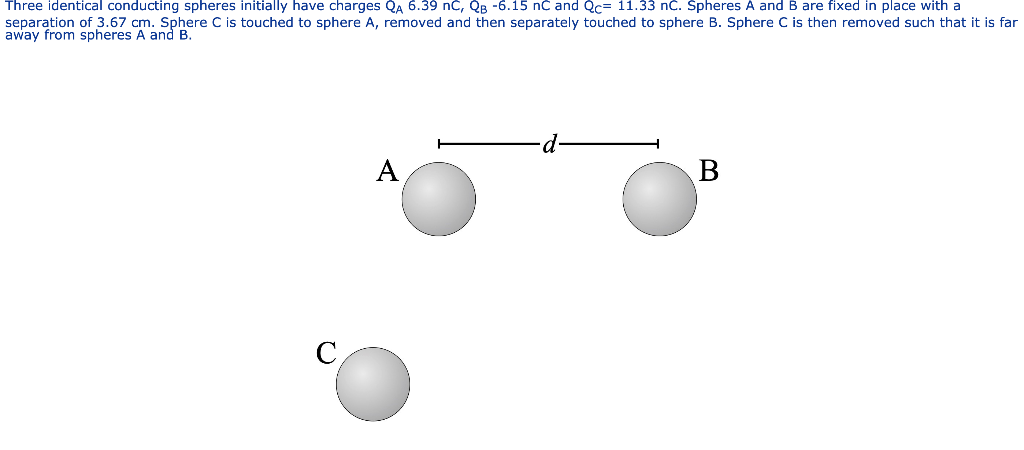 Solved Three identical conducting spheres initially have | Chegg.com