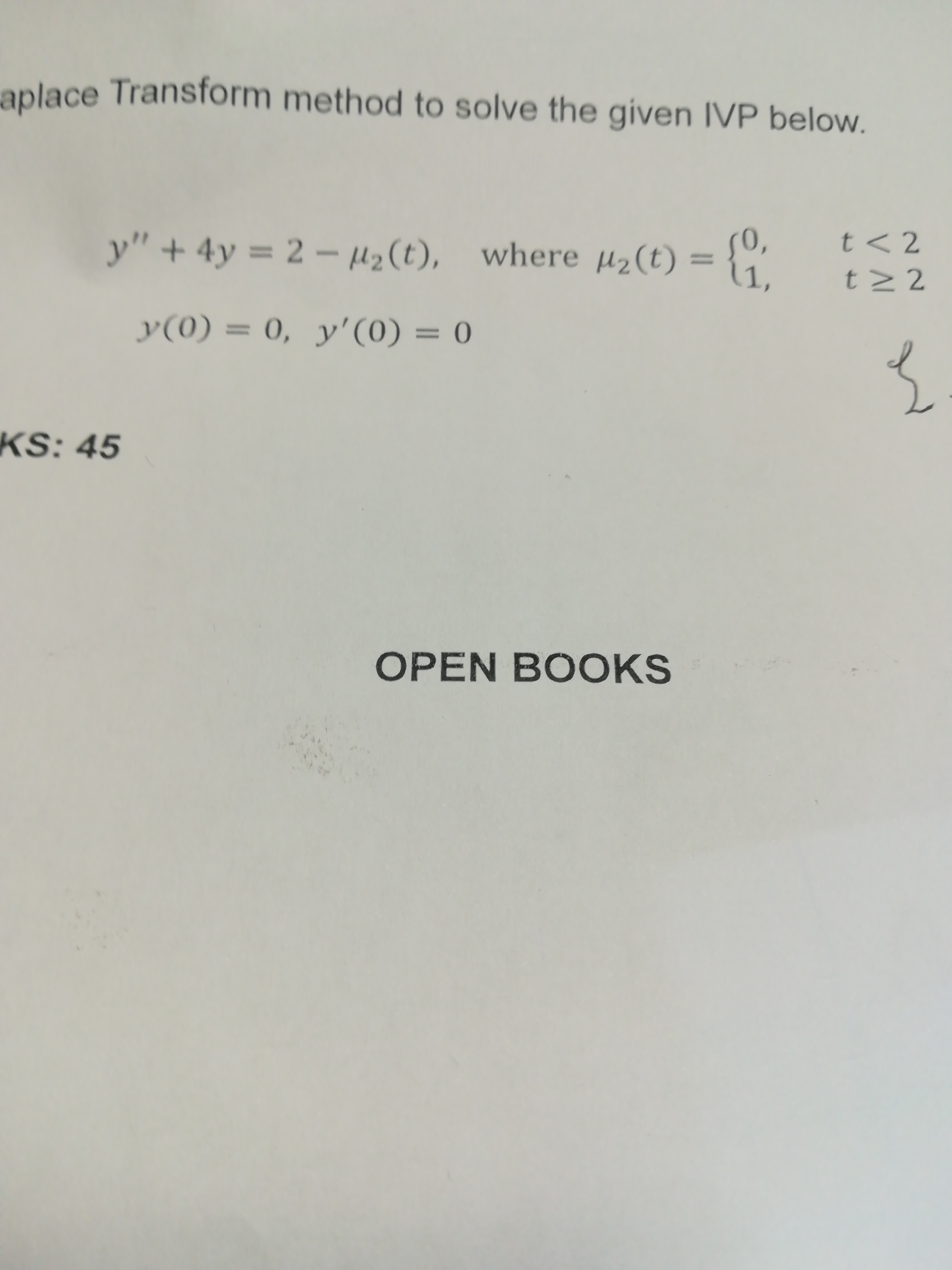 aplace Transform method to solve the given IVP below. | Chegg.com