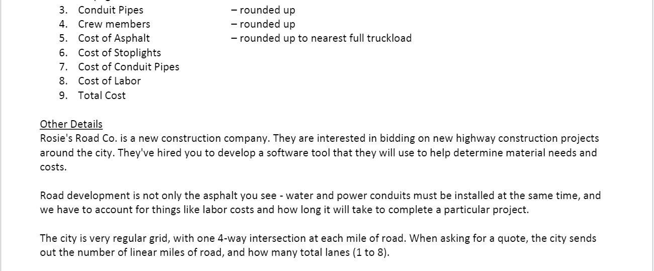 Solved Assignment 02–Rosie’s Road Co. CSE 110. Please use | Chegg.com
