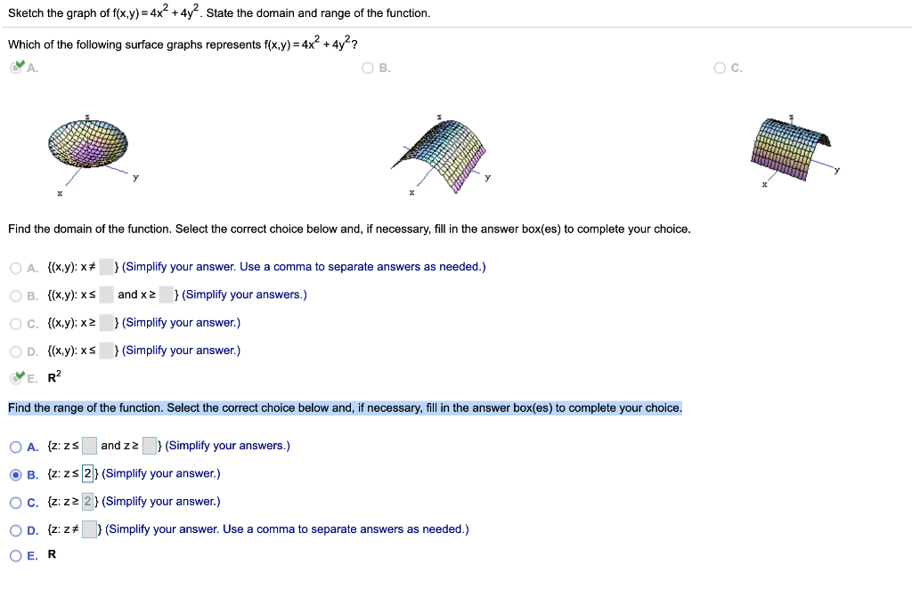 Solved Sketch the graph of f(x,y) = 4x + 4y. State the | Chegg.com