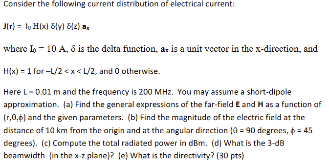 Solved Consider the following current distribution of | Chegg.com