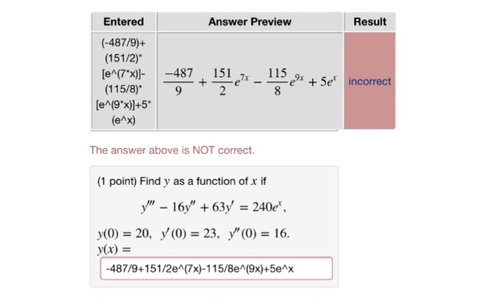 Solved Entered Answer Preview Result (-487/9)+ (151/2) | Chegg.com