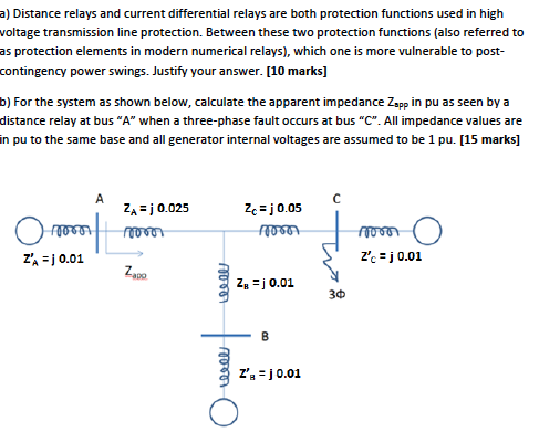 Solved a) Distance relays and current differential relays | Chegg.com