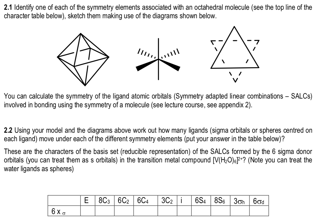 2.1 Identify one of each of the symmetry elements | Chegg.com