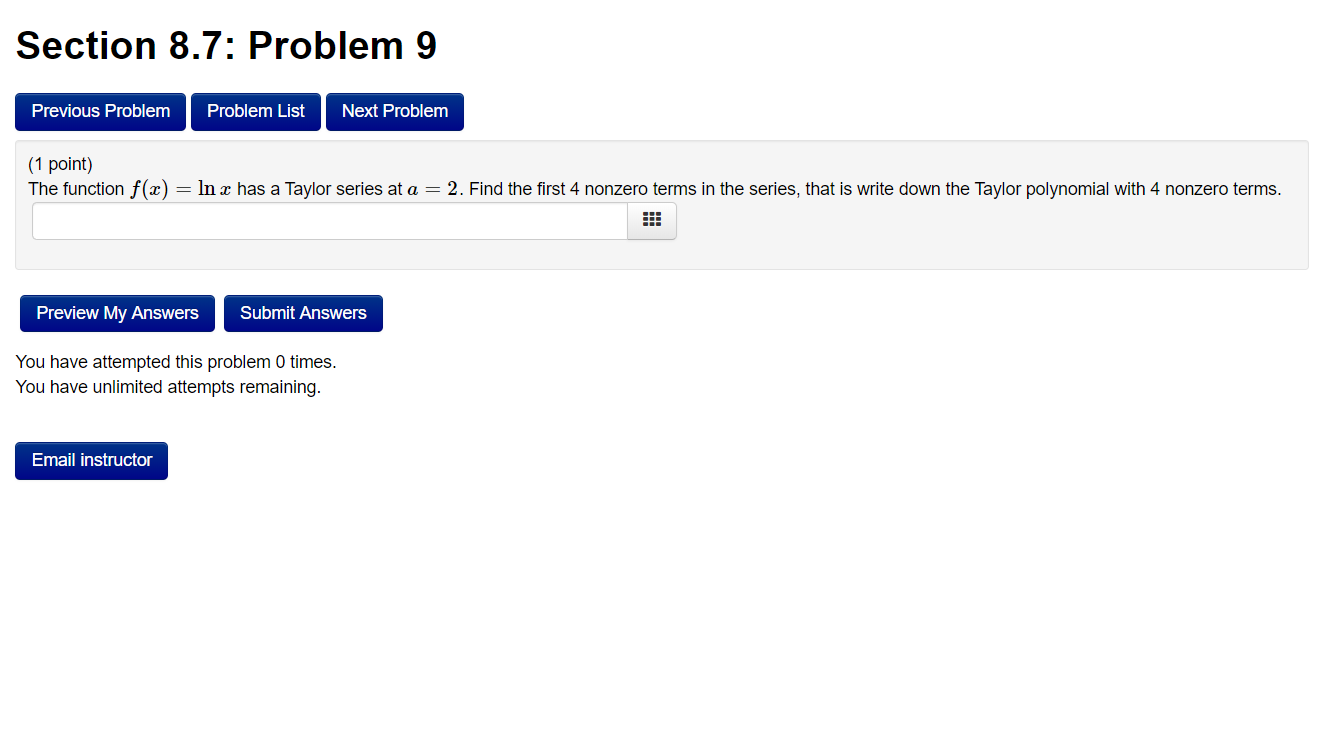 Solved Section 8.7: Problem 9 Previous Problem Problem List | Chegg.com
