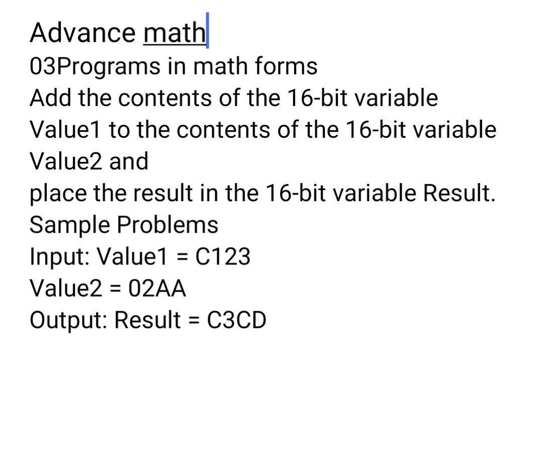 Advance math 03Programs in math forms Add the | Chegg.com