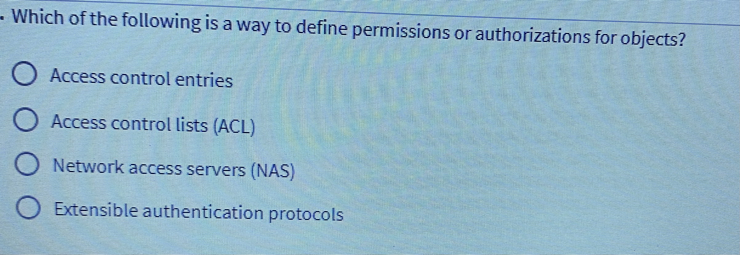 Solved Which of the following is a way to define permissions | Chegg.com