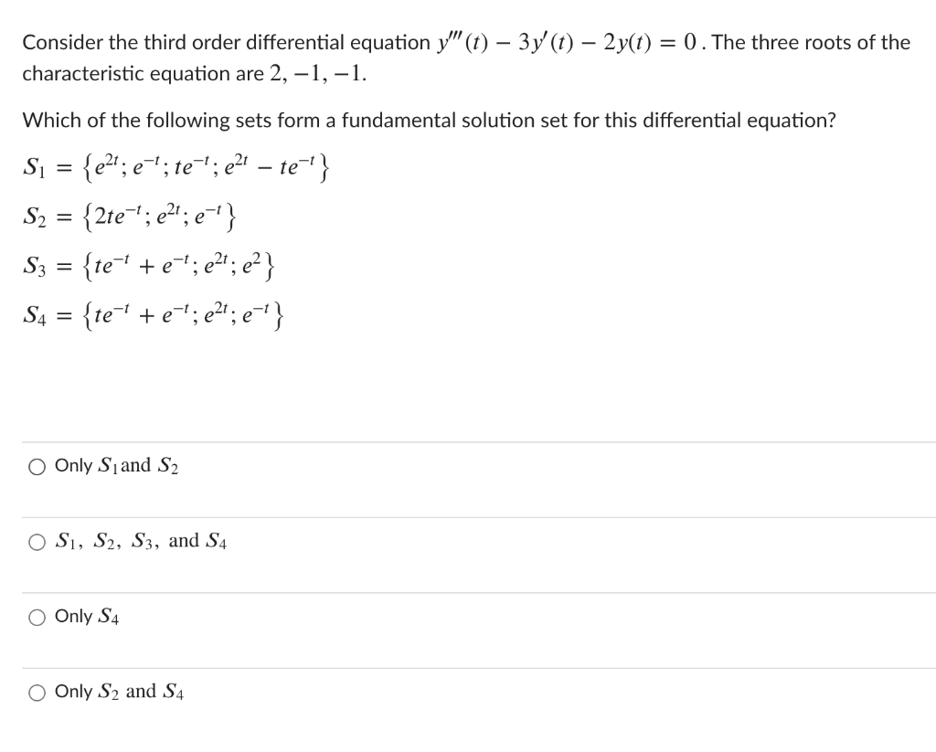 Solved Consider the third order differential equation y" (t) | Chegg.com