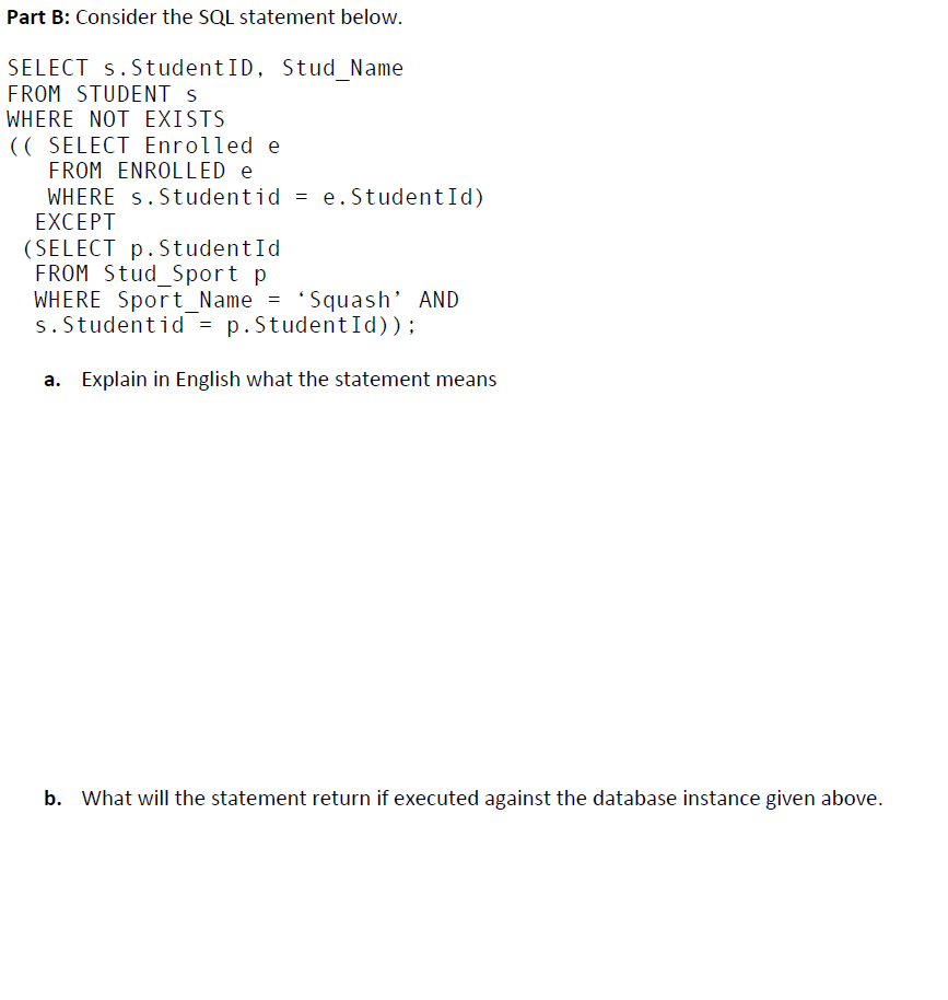 Solved An instance of the Student Schema is given below. | Chegg.com