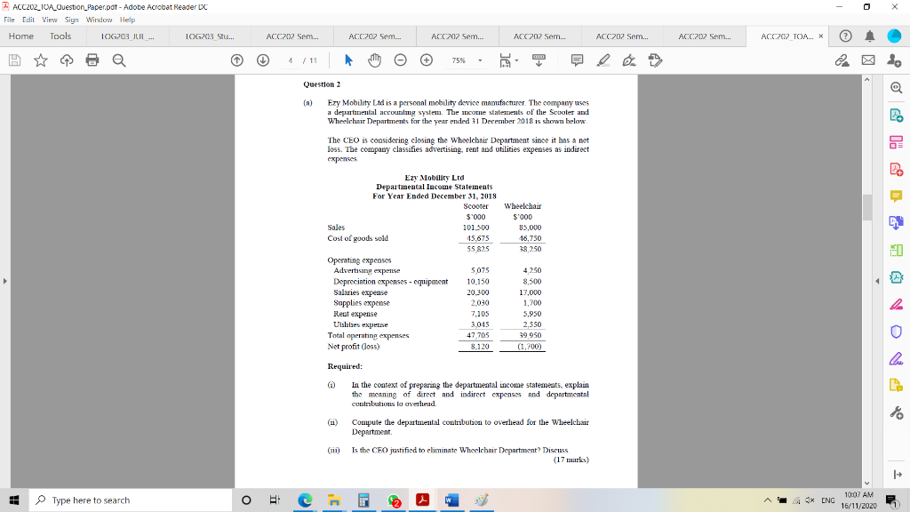 Solved ACC202_10A_Question Paper.pdt - Adobe Acrobat Reader | Chegg.com