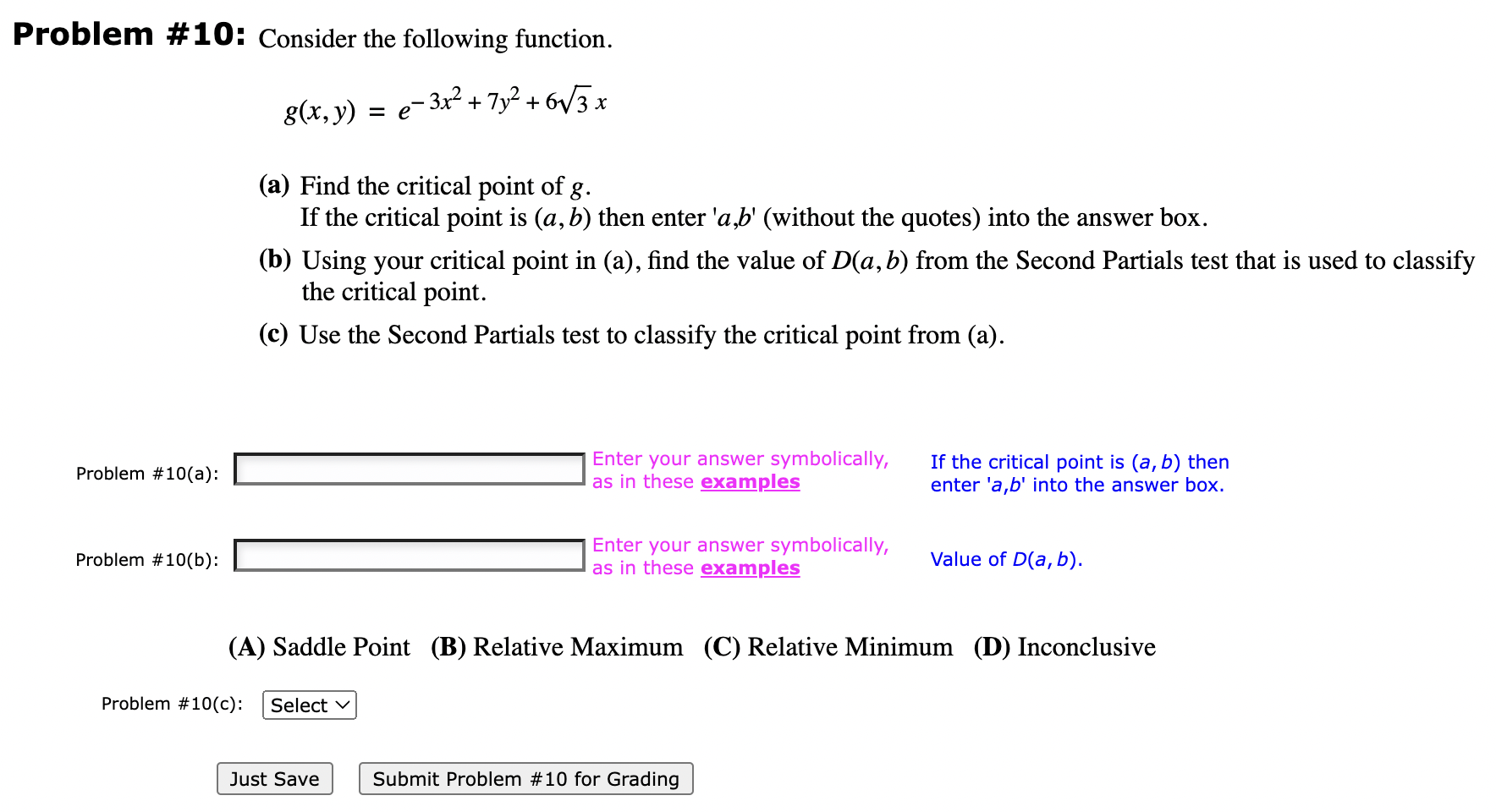 Solved Consider the following function. g(x, y) = | Chegg.com