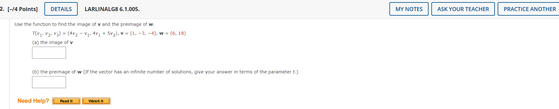 Solved Use the function to find the image of v and the | Chegg.com