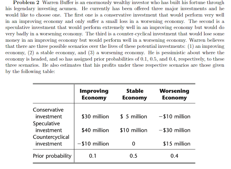 Problem 2 Warren Buffer is an enormously wealthy | Chegg.com