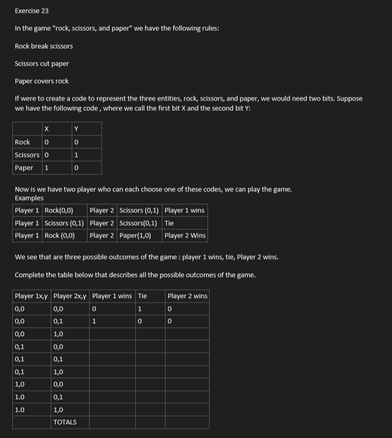Solved Exercise 23 In the game "rock, scissors, and paper" | Chegg.com