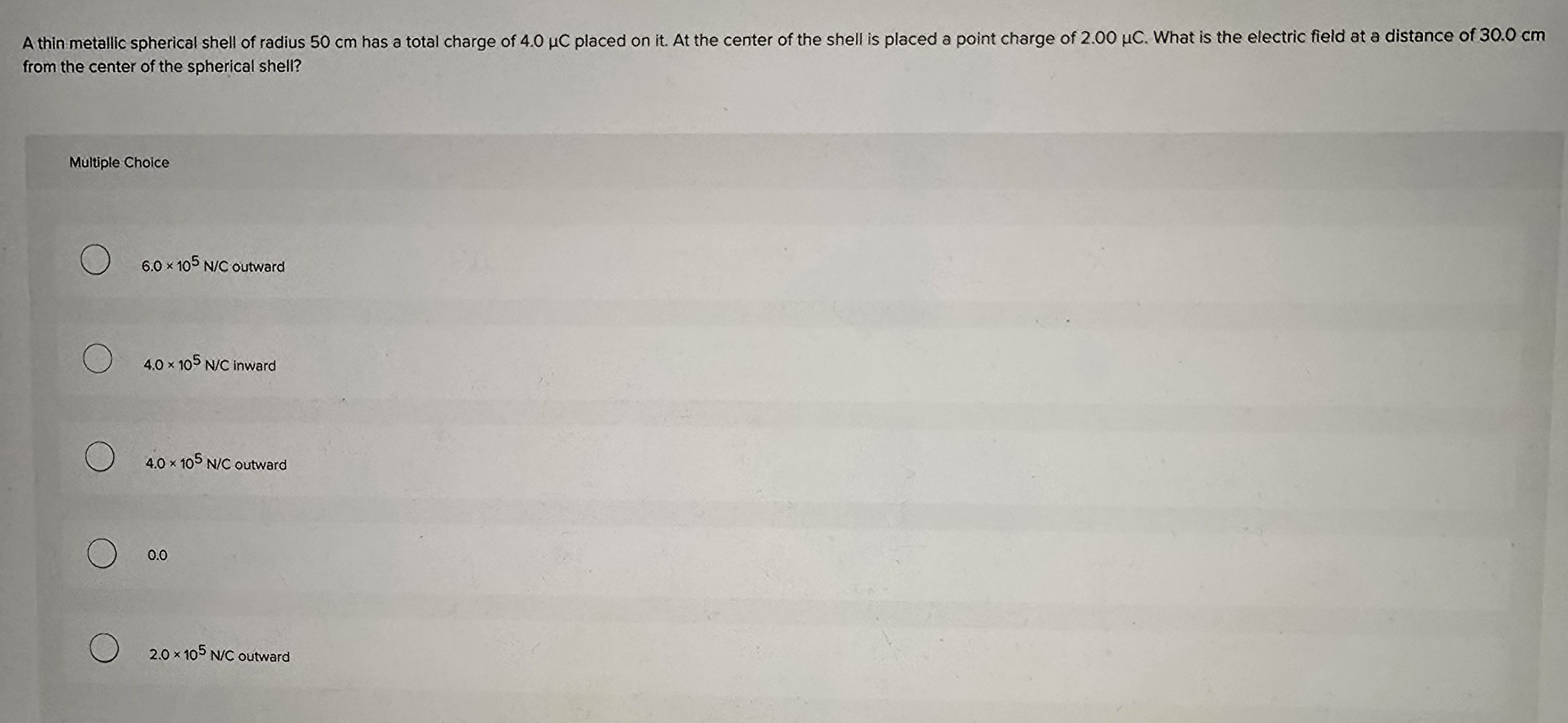 Solved A thin metallic spherical shell of ﻿radius 50 cm ﻿has | Chegg.com