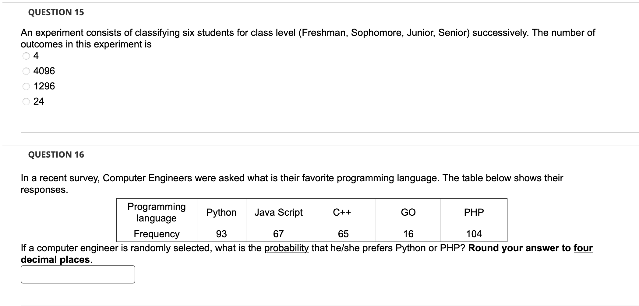 Solved An experiment consists of classifying six students | Chegg.com