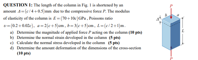 Solved a QUESTION 1: The length of the column in Fig. 1 is | Chegg.com