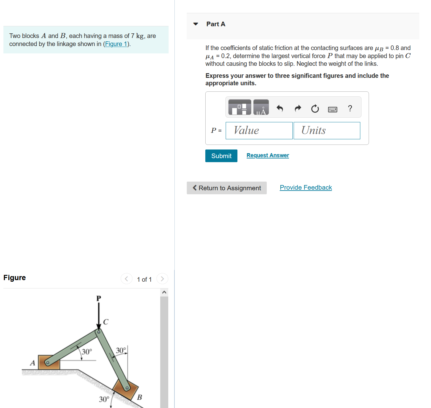 Solved Two blocks A and B, ﻿each having a mass of 7kg, | Chegg.com