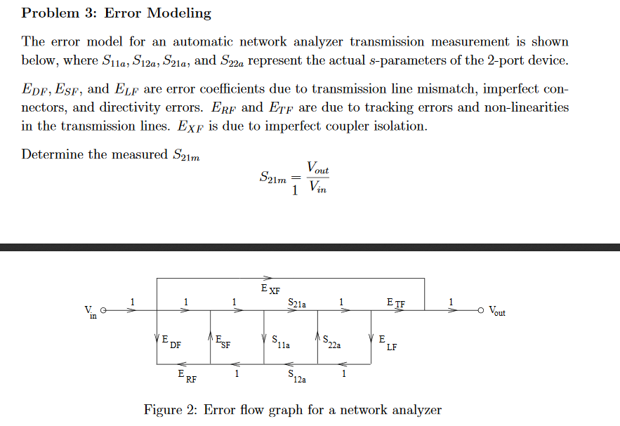 Problem 3: Error Modeling The error model for an | Chegg.com