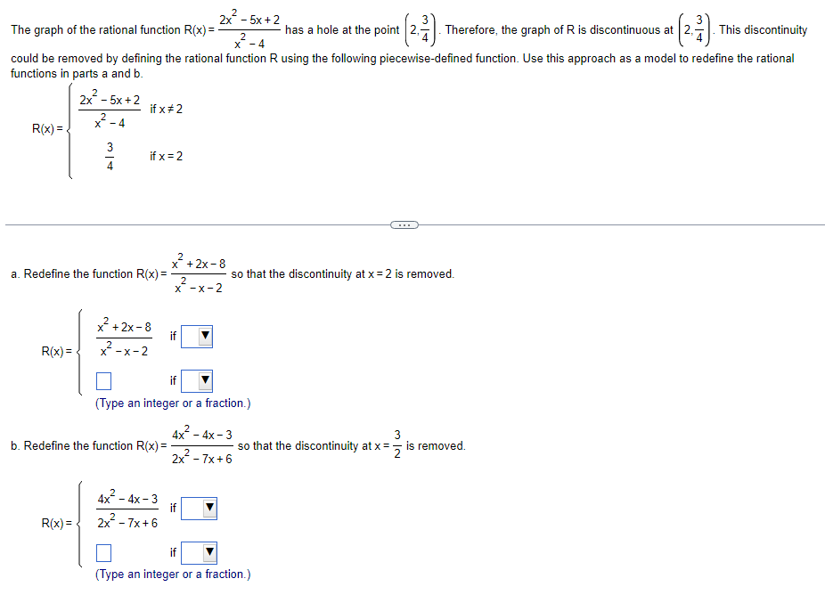 Solved The graph of the rational function R(x)=x2−42x2−5x+2 | Chegg.com